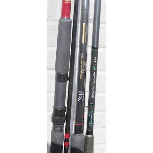 ABU Specialist barbel fishing rod, Shakespeare Graphite float rod and a ...