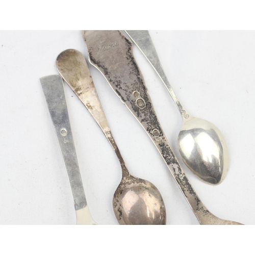 2 Danish silver spoons, a Danish silver napkin ring and 2 American ...