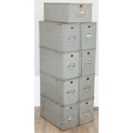 A bank of 9 vintage Veteran series metal filing drawers, 116cm tall in ...