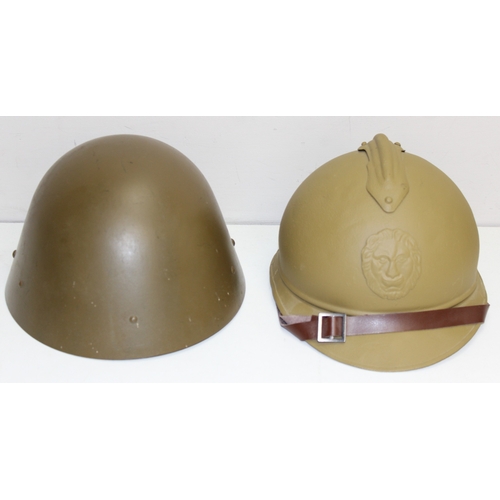 Qty of assorted militaria to inc a French Adrienne fire helmet with ...