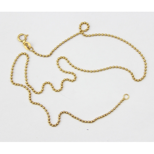 [3.89g] - a vintage Italian 18ct gold ball chain necklace, marked and ...