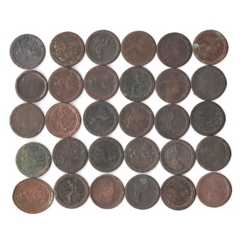British Copper Coins - an extensive collection of fifty 1797 copper ...