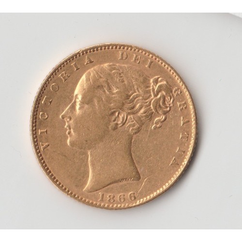 British Gold Coins - 1866 Queen Victoria shield back full sovereign ...