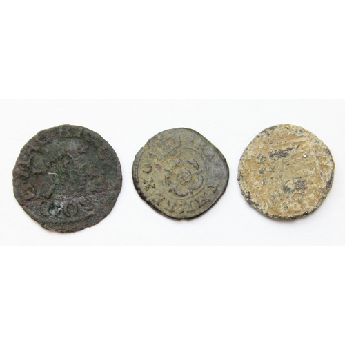 Qty of assorted interesting coins and tokens, mainly copper but some ...