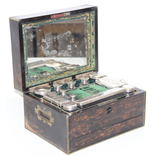 A Victorian ladies' coromandel vanity box with mirror, silver-plated ...