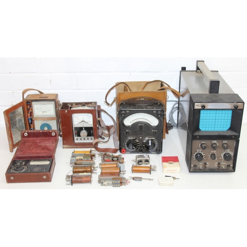 Mix of vintage scientific items to incl oscilloscope, reed switches ...
