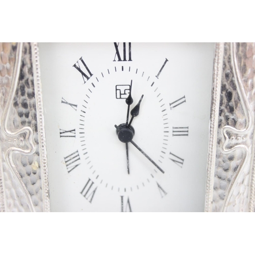 A modern silver mounted desk clock, Italian hallmarks and XRF confirmed ...