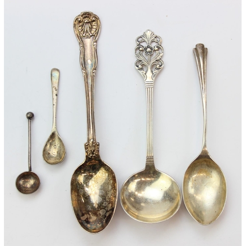 [72.45g] - five assorted silver spoons, four with English hallmarks and ...