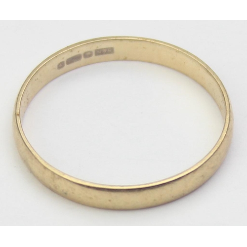 [1.76g, V] - 9ct gold plain wedding band ring, London hallmark but no date letter, XRF confirmed as