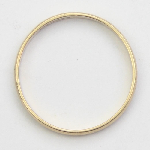 [1.76g, V] - 9ct gold plain wedding band ring, London hallmark but no date letter, XRF confirmed as