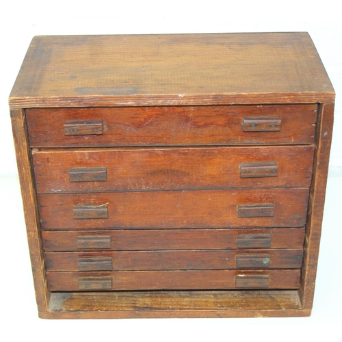 A set of vintage wooden engineers drawers, six drawers with wooden ...