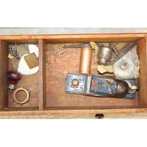 A vintage wooden coach builders toolbox and contents to inc some by ...