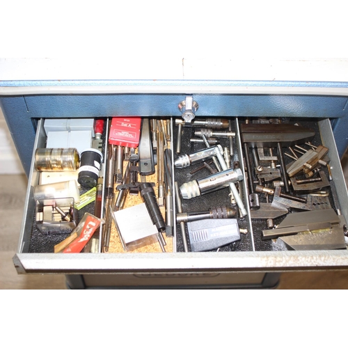 A vintage Gedore eight drawer engineers tool box on wheels, with a ...