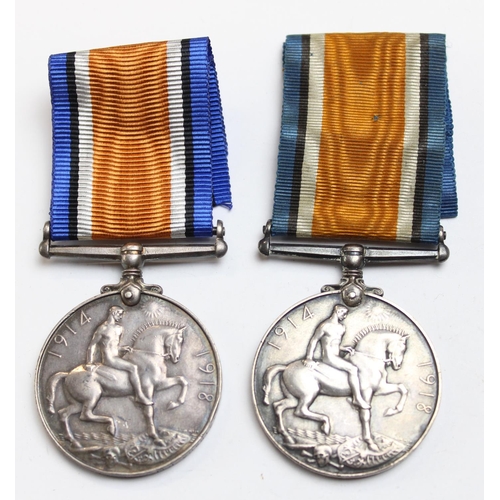 First World War Medals - two silver British War Medals (BWM) named to M ...