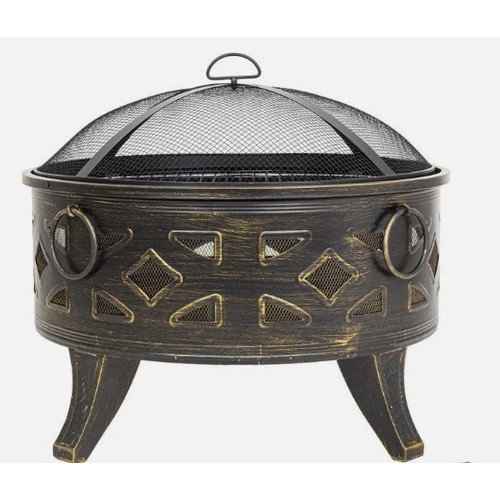 La Hacienda - Diamond fire pit chrome metal in bronze colour, boxed and ...