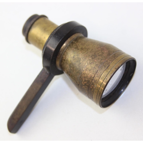 Three vintage rulers, two small hammers and an unusual optical scope or ...