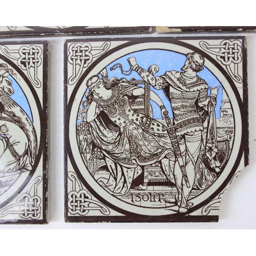 Five Minton tiles by John Moyr Smith, from the Idylls series, including ...