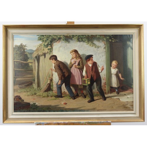 Matthias Robinson (British, active 1856-1884), Children attempting to ...