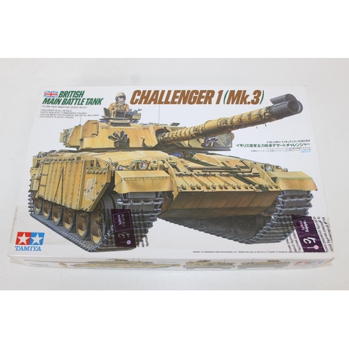 Three assorted tank related model kits, tow Tamiya & one Revell [3]