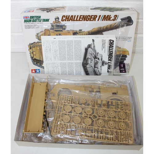 Three assorted tank related model kits, tow Tamiya & one Revell [3]
