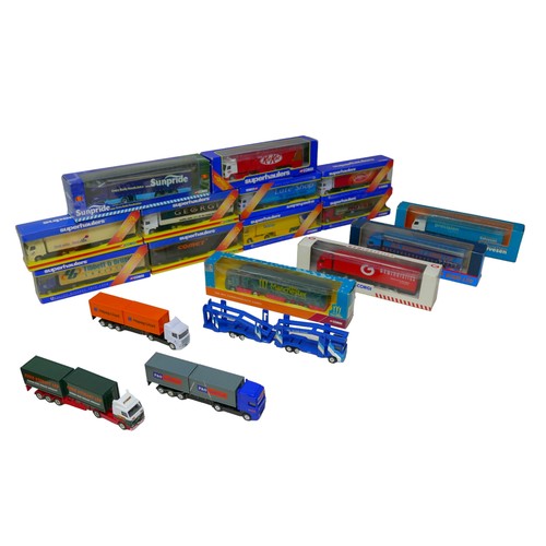 Fourteen Corgi die-cast model lorries, including some Superhauler ...