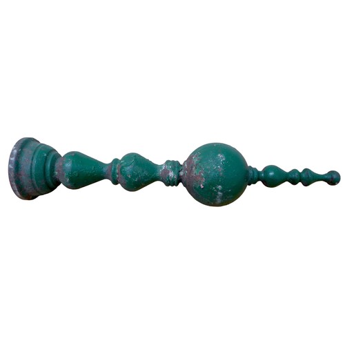 A Victorian cast iron roof finial, painted green, 10 by 48cm high.