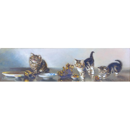 Ada Elizabeth Tucker (British, 1879-1898): 'Kittens at Play', oil on ...