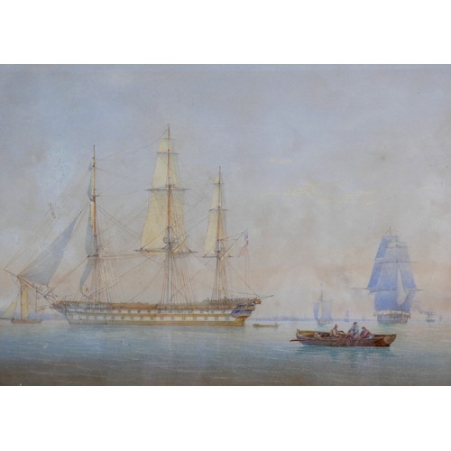 William Joy (British, 1803-1867): ''Albion' casting anchor', depicting ...