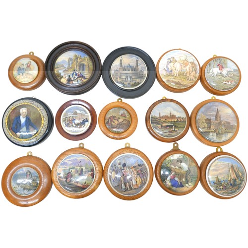 A collection of fifteen framed pot lids to include The Picnic, Bears at ...