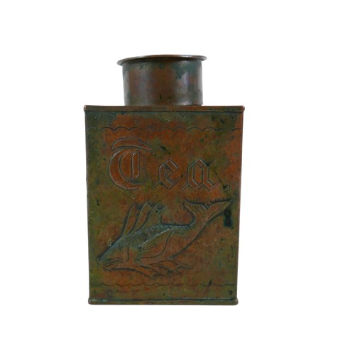An Arts and Crafts Newlyn style planished copper tea caddy, by Herbert ...