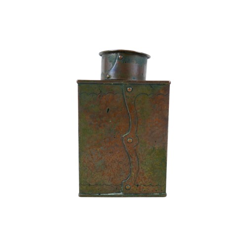 An Arts and Crafts Newlyn style planished copper tea caddy, by Herbert ...