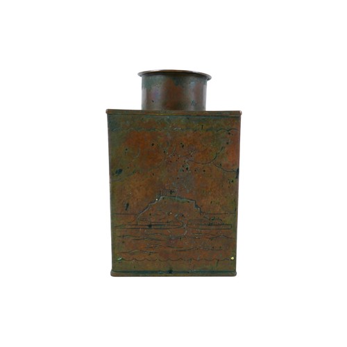 An Arts and Crafts Newlyn style planished copper tea caddy, by Herbert ...