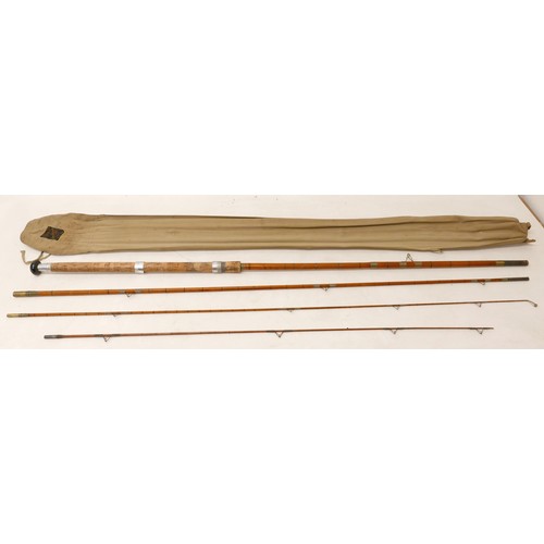 A group of vintage fishing rods, circa 1930s / 1940s, with soft cases ...