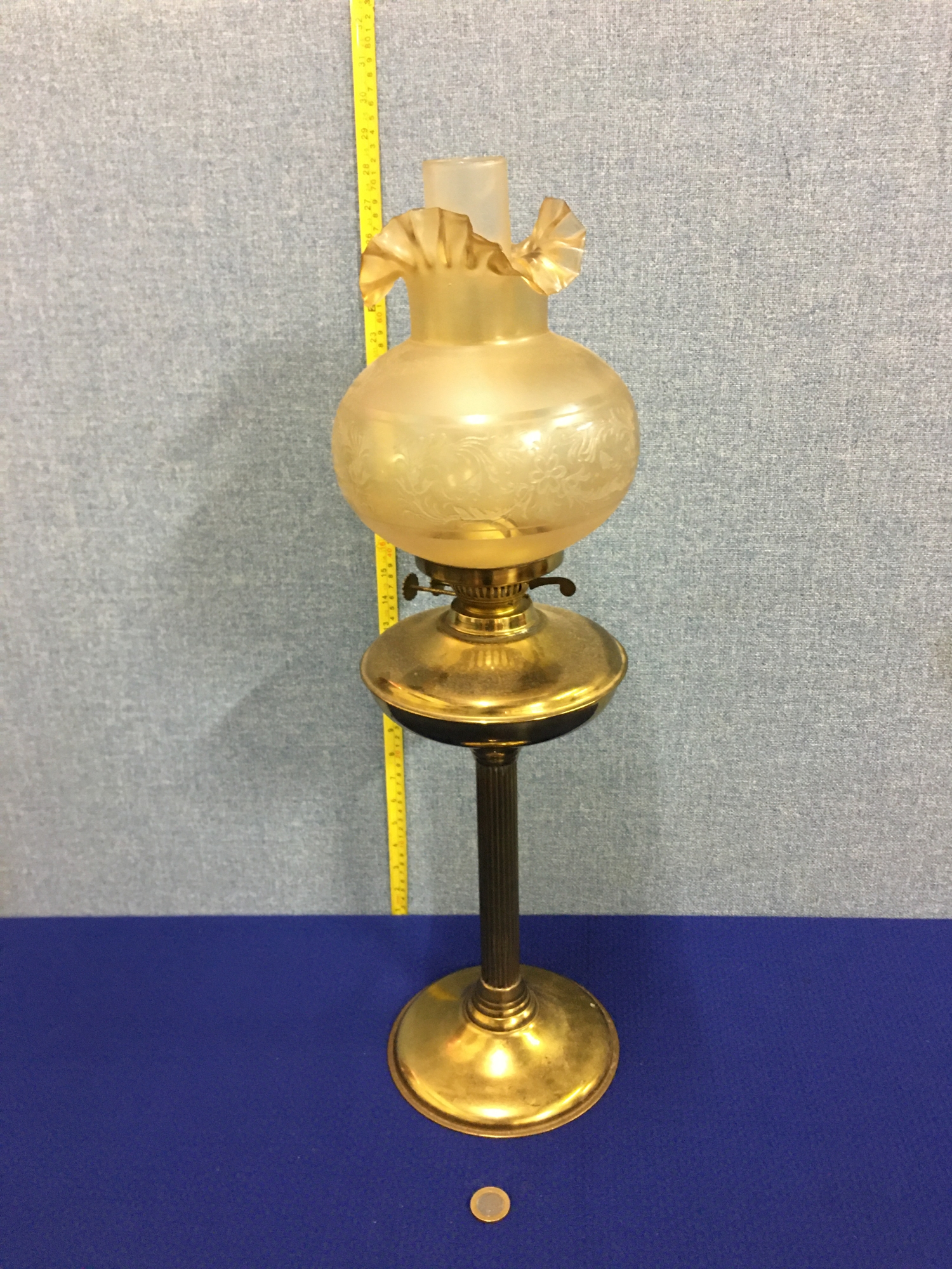 Vintage brass and glass parafin lamp.