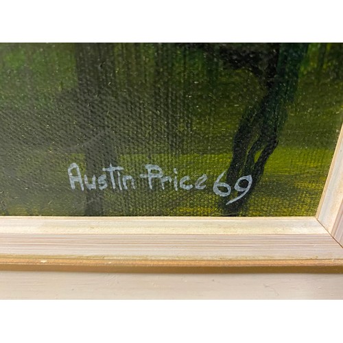 Large mid-century framed oil painting. Signed Austin Price 69 105cm x 55cm