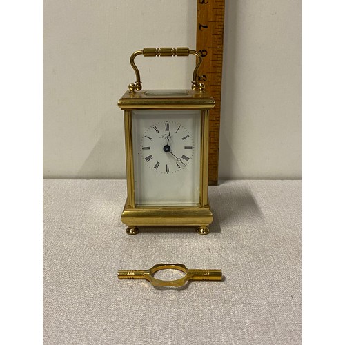 Vintage Swiss Angelus heavy Brass 11 Jewels Carriage Clock with key.