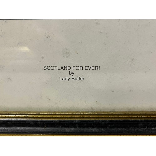 Large framed print Scotland Forever by Lady Butler. 89cm x 57cm