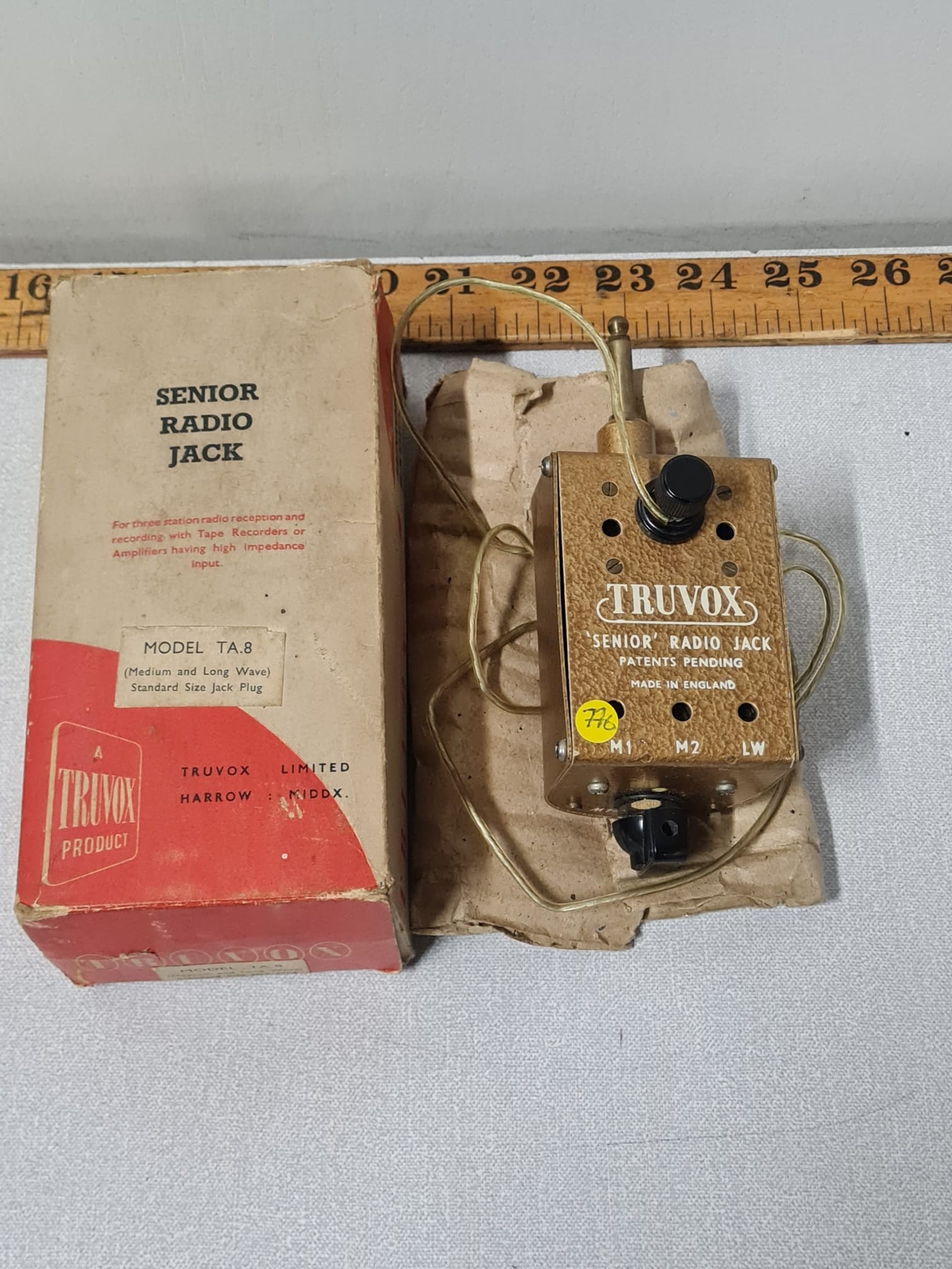 Vintage Truvox 'Senior' Radio Jack with original box.