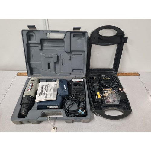 Boxed Wickes cordless hammer drill/driver and Rimmel.