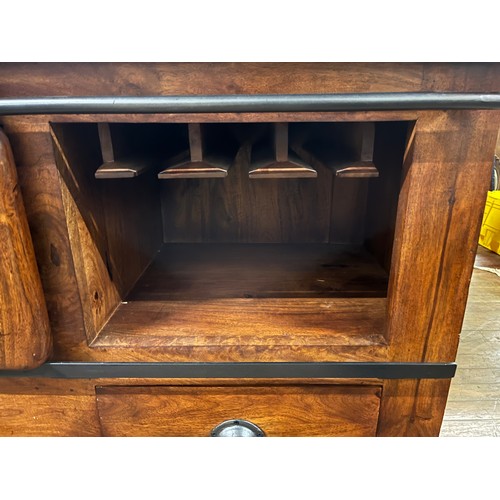 Heavy Solid mango wood Jupiter iron work est 1925 wine cart, with ...