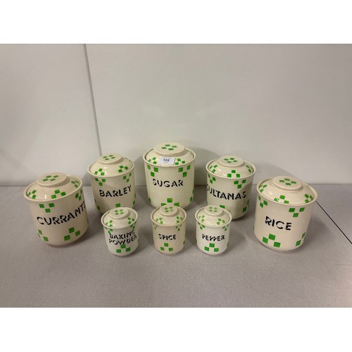 8 1930s T.G Green storage jars (checkers pattern)