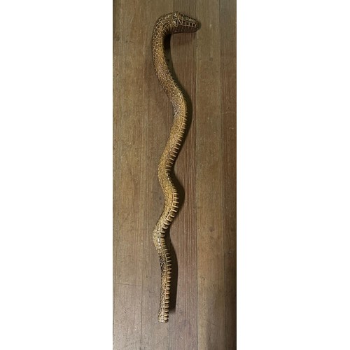 Solid wood, hand carved snake walking stick.