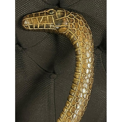 Solid wood, hand carved snake walking stick.