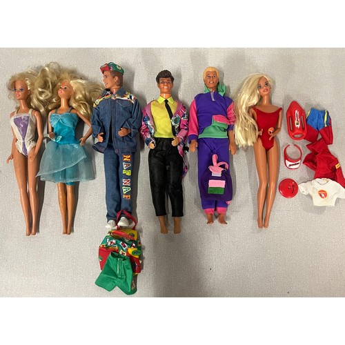 6 x Barbie and Ken dolls to include Naf-Naf ken and Baywatch Barbie ...