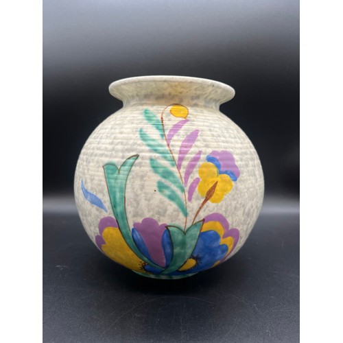 1930's Art Deco hand painted Beswick Ware floral vase. 7.5" tall.