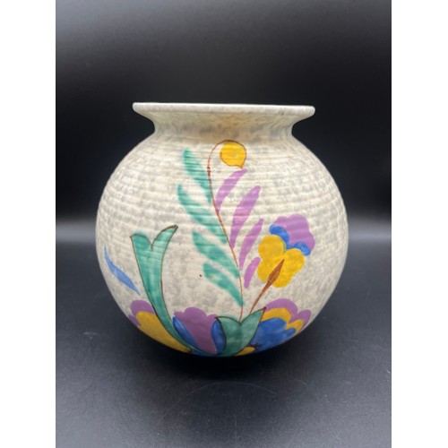 1930's Art Deco hand painted Beswick Ware floral vase. 7.5" tall.