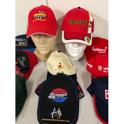 collection of 17 racing baseball caps to include ferrarri, yokohama ...
