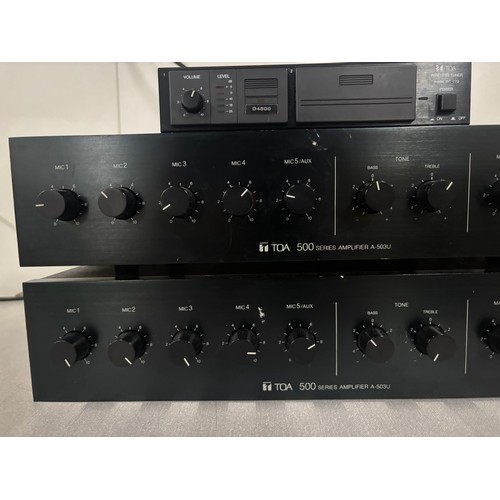 A pair of TOA 500 series amplifiers along with TOA wireless tuner.