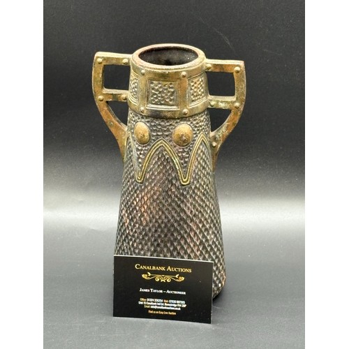 Antique clanta vase by bretby pottery pattern 2429f, 9" tall.