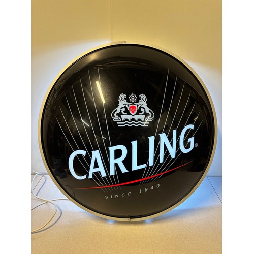 Vintage illuminated Carling beer sign. 30" diameter